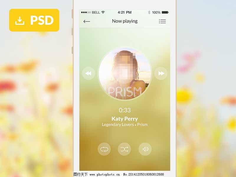 IOS7风格的音乐GUI界面PSD图片_其他_移动界面-图行天下素材网